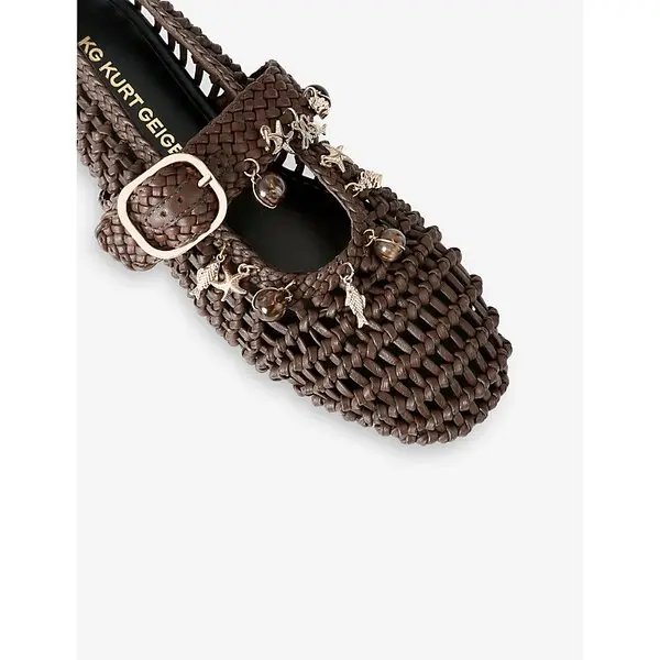 Kurt Geiger Naomi Charm Leather Ballet Flats - Brown
