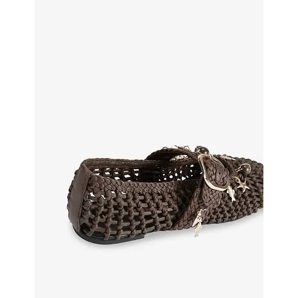 Kurt Geiger Naomi Charm Leather Ballet Flats - Brown