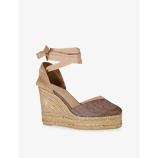 CastaÑer Chiara Cotton-canvas Wedge Sandals - Brown/oth