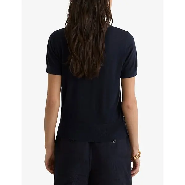 REISS Livy Short Sleeve Silk And Linen-blend Top