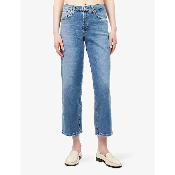 7 For All Mankind Stovepipe Straight-leg Stretch-denim Jeans - Oceanstone