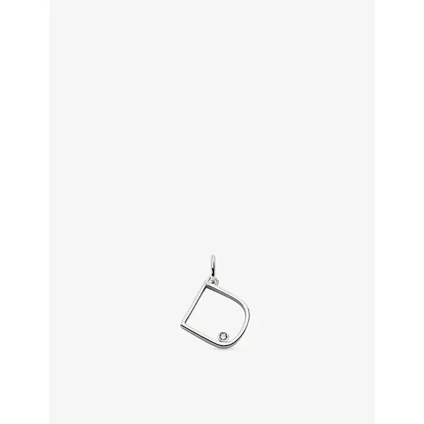 Monica Vinader Initial D Solitaire Lab-grown Diamond And Sterling Pendant Charm - Silver