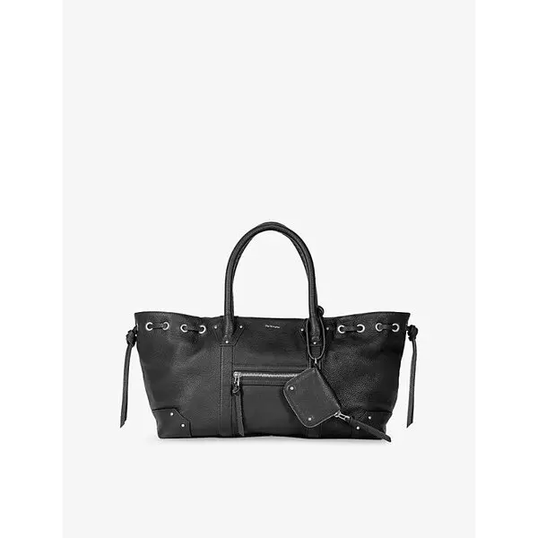 The Kooples Branded Grained Leather Tote Bag - Brown