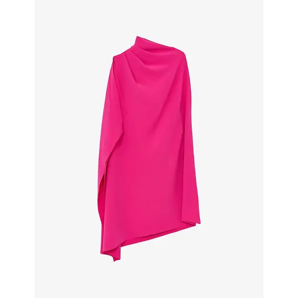 REISS Ellery One-shoulder Draped Mini Dress - Pink