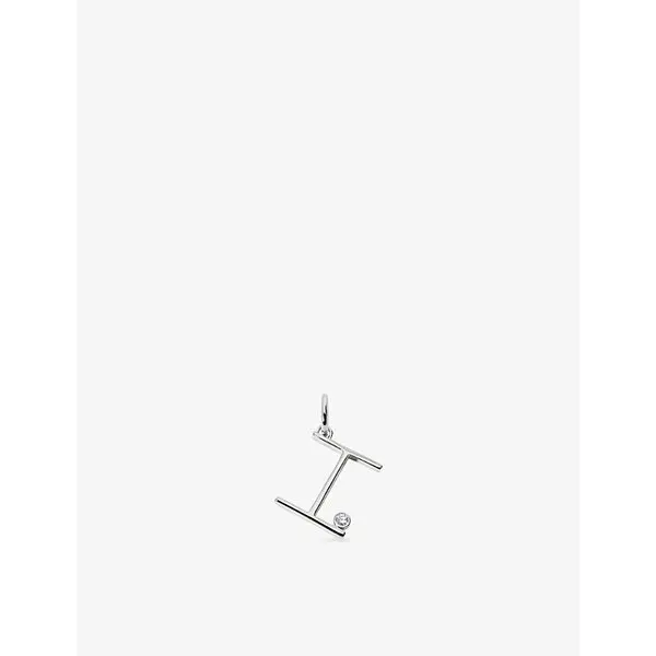 Monica Vinader Initial I Solitaire Lab-grown Diamond And Sterling Pendant Charm - Silver