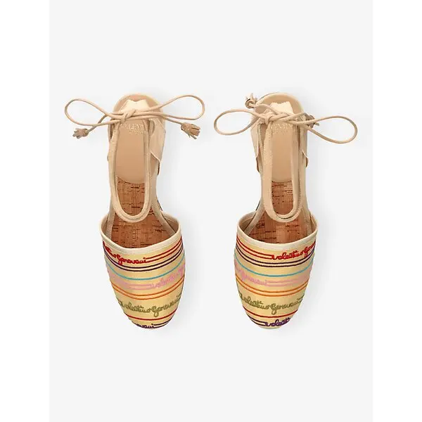 Valentino Garavani Cruisette 75 Embroidered Wedge Heels