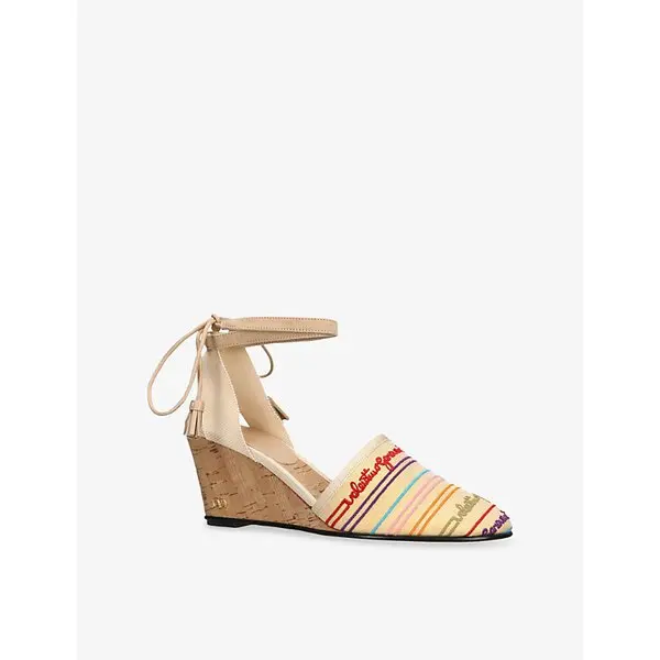 Valentino Garavani Cruisette 75 Embroidered Wedge Heels