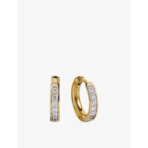 Monica Vinader Essential 18ct Yellow Vermeil And Lab-grown Diamond Huggie Earrings - Gold