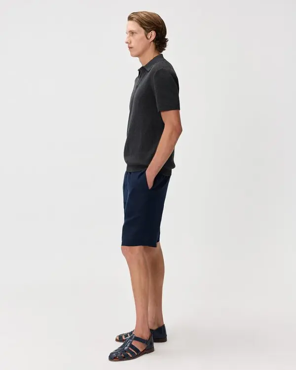 Quince Mesh-stitch Sweater Polo - Charcoal