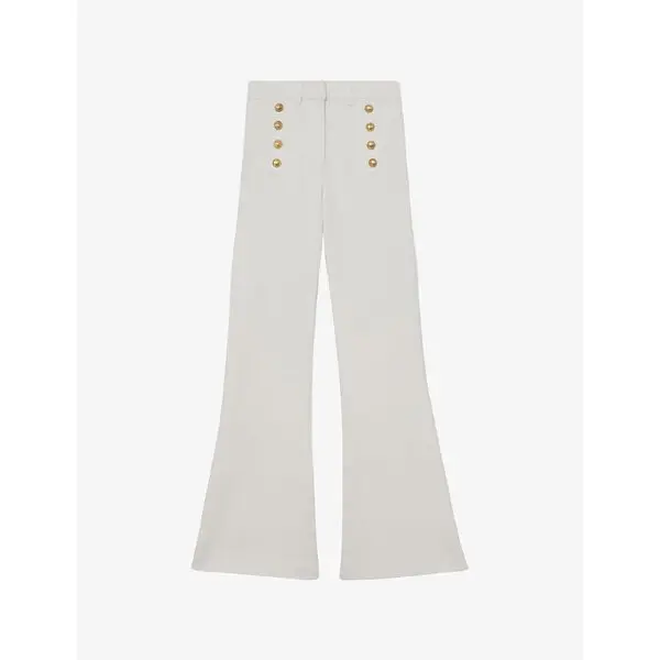 REISS Athena Flared Stretch-denim Jeans - White