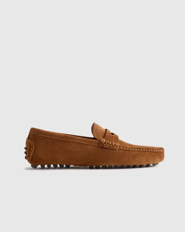 Quince Suede Driving Loafers - Whiskey