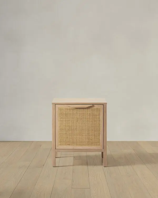 Quince Solid Wood And Rattan 1-door Nightstand, Size