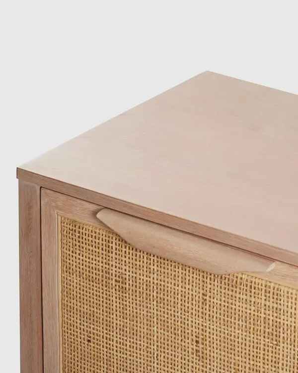 Quince Solid Wood And Rattan 1-door Nightstand, Size