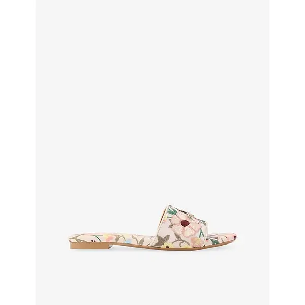 Kurt Geiger Rosetta Embroidered Flat Woven Sandals - White/oth