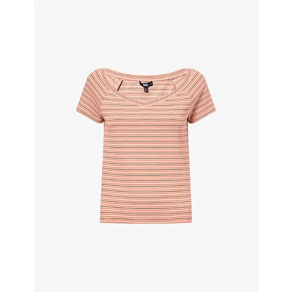 Paige Leita Striped Cotton-jersey T-shirt - Peach Tea Multi