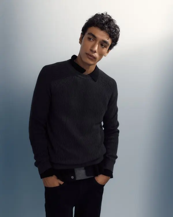 Quince Ribbed Crewneck Sweater - Charcoal