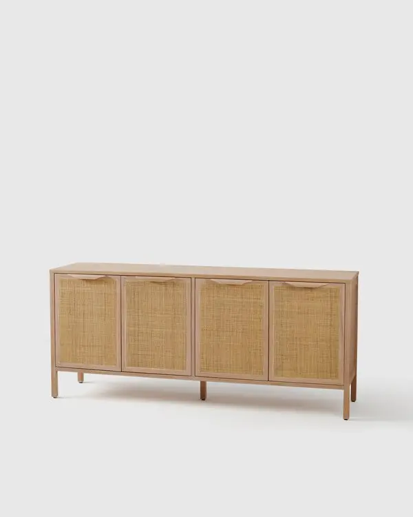 Quince Solid Wood And Rattan Sideboard