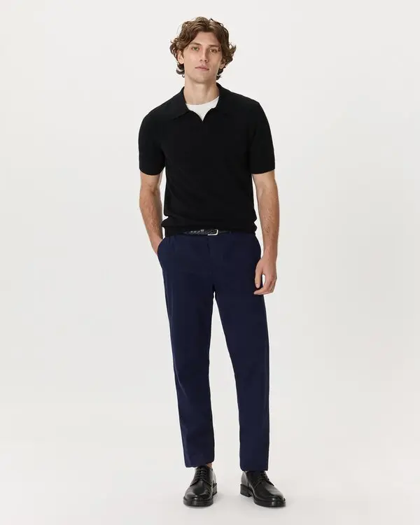 Quince 100% Mongolian Cashmere Johnny Collar Polo Sweater - Black