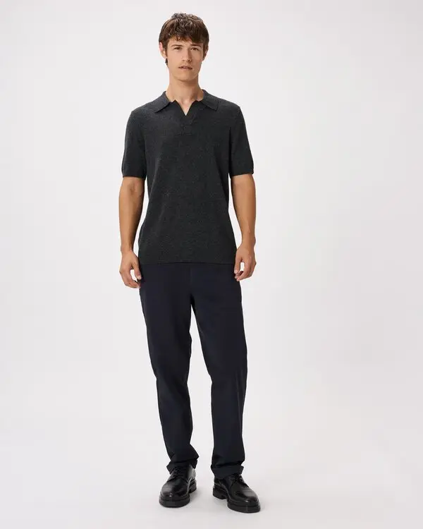 Quince 100% Mongolian Cashmere Johnny Collar Polo Sweater - Charcoal