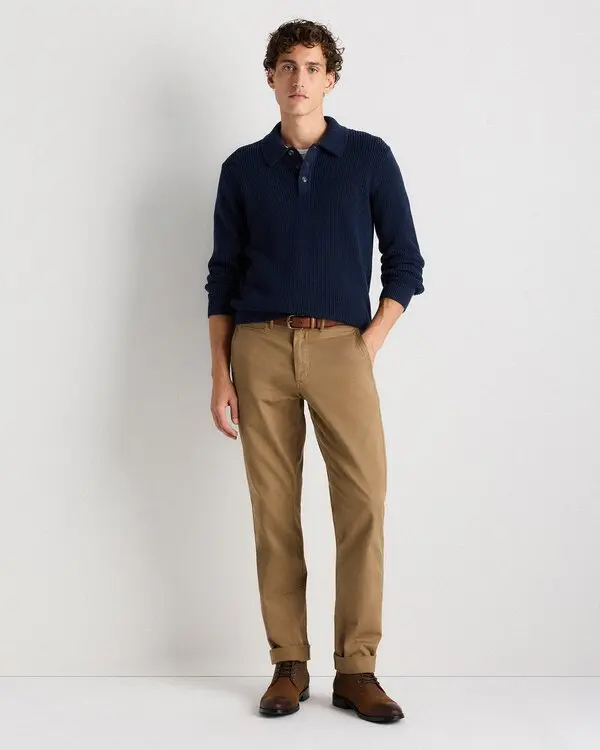 Quince Ribbed Polo Sweater - Navy