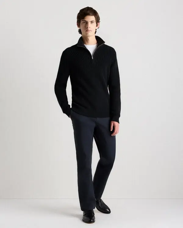 Quince Ribbed Quarter-zip Sweater - Black