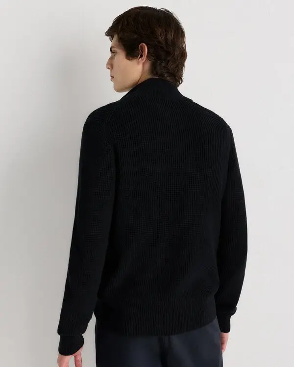 Quince Ribbed Quarter-zip Sweater - Black