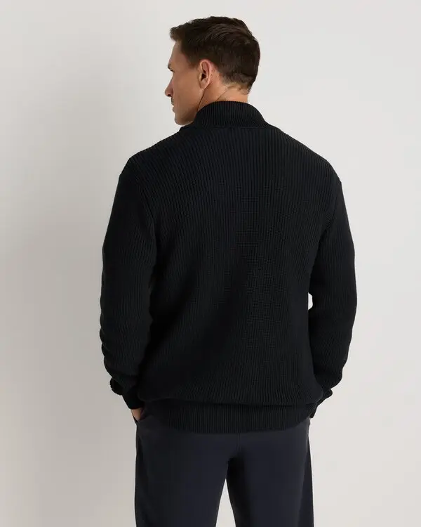Quince Ribbed Shawl-collar Cardigan Sweater - Black