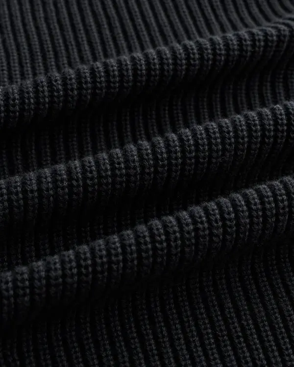 Quince Ribbed Shawl-collar Cardigan Sweater - Black