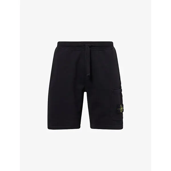 Stone Island Compass Badge Cotton-jersey Sweat Shorts - Black