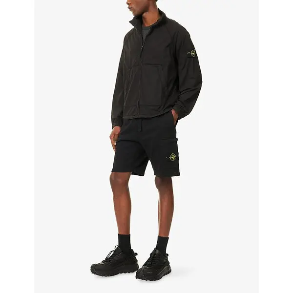 Stone Island Compass Badge Cotton-jersey Sweat Shorts - Black