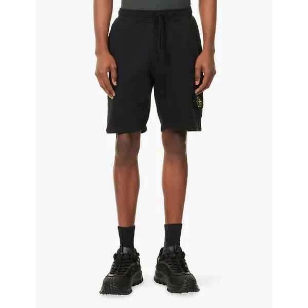 Stone Island Compass Badge Cotton-jersey Sweat Shorts - Black