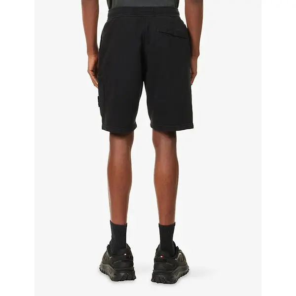 Stone Island Compass Badge Cotton-jersey Sweat Shorts - Black