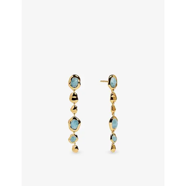 Monica Vinader Odyssey Aquamarine Drop Earrings - Gold
