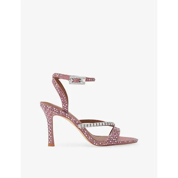 Kurt Geiger Crystal-embellished Woven Heeled Sandals