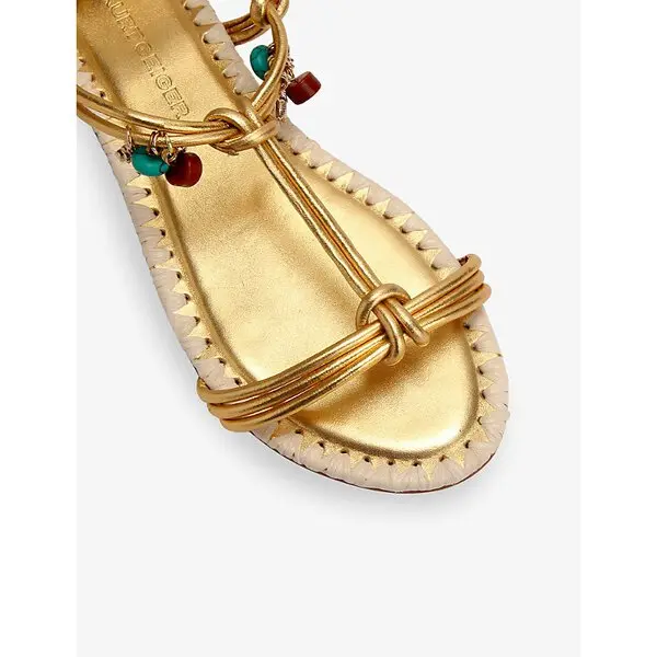 Kurt Geiger Roux Charm Flat Leather Sandals