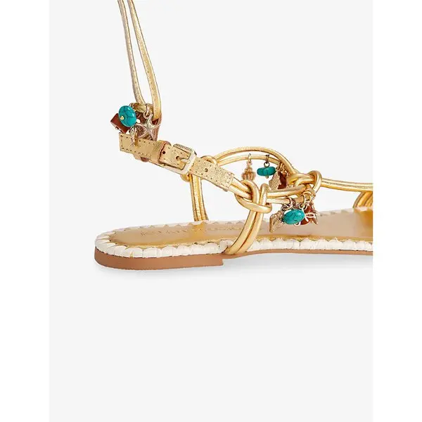 Kurt Geiger Roux Charm Flat Leather Sandals
