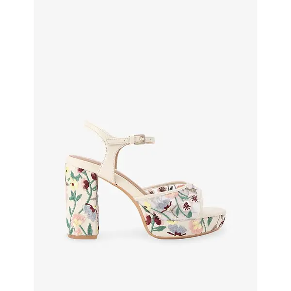 Kurt Geiger Fairy Embroidered Heeled Mesh Sandals - White/oth