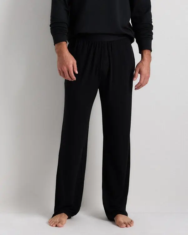 Quince Bamboo Jersey Relaxed Lounge Pants - Black