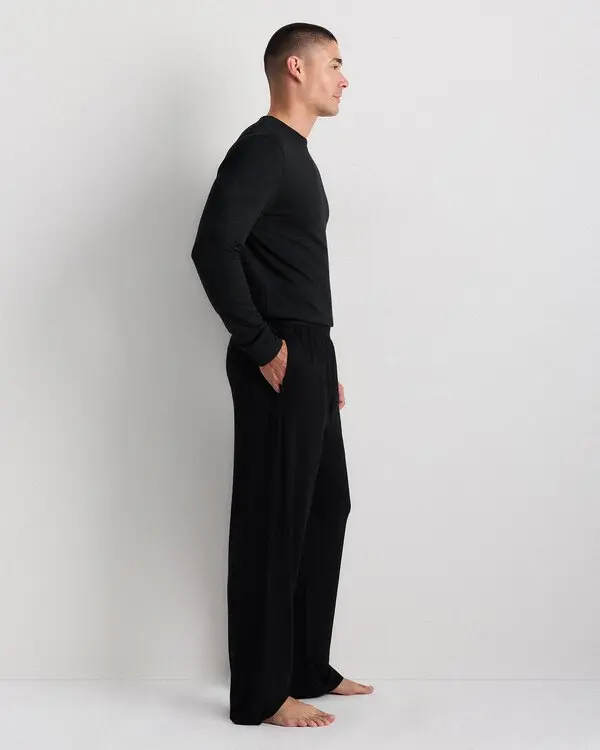 Quince Bamboo Jersey Relaxed Lounge Pants - Black