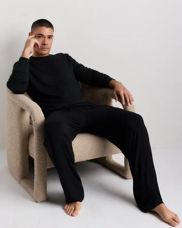 Quince Bamboo Jersey Relaxed Lounge Pants - Black