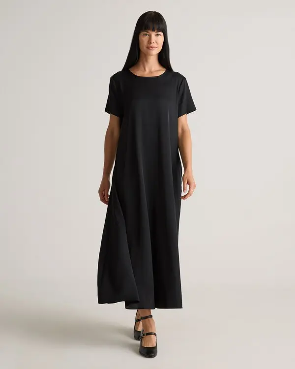 Quince Washable Stretch Silk Voluminous Maxi Dress - Black