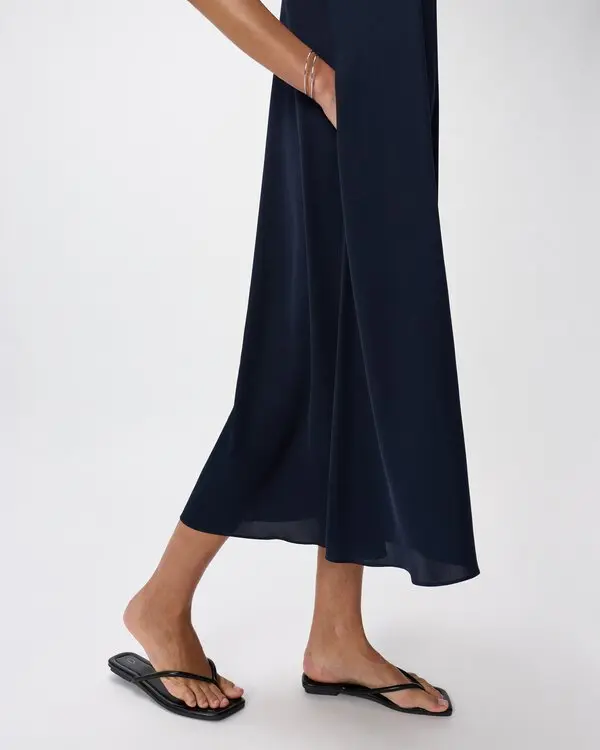 Quince Washable Stretch Silk Voluminous Maxi Dress - Navy