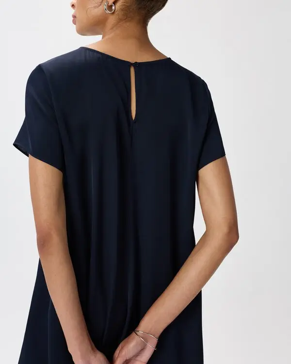 Quince Washable Stretch Silk Voluminous Maxi Dress - Navy