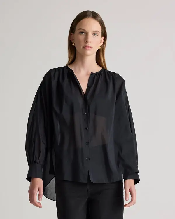 Quince Cotton-silk Voile Blouson Blouse