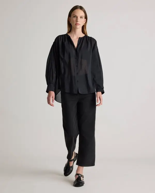 Quince Cotton-silk Voile Blouson Blouse