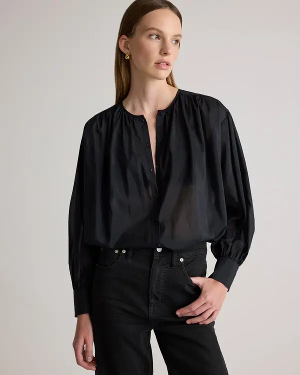 Quince Cotton-silk Voile Blouson Blouse