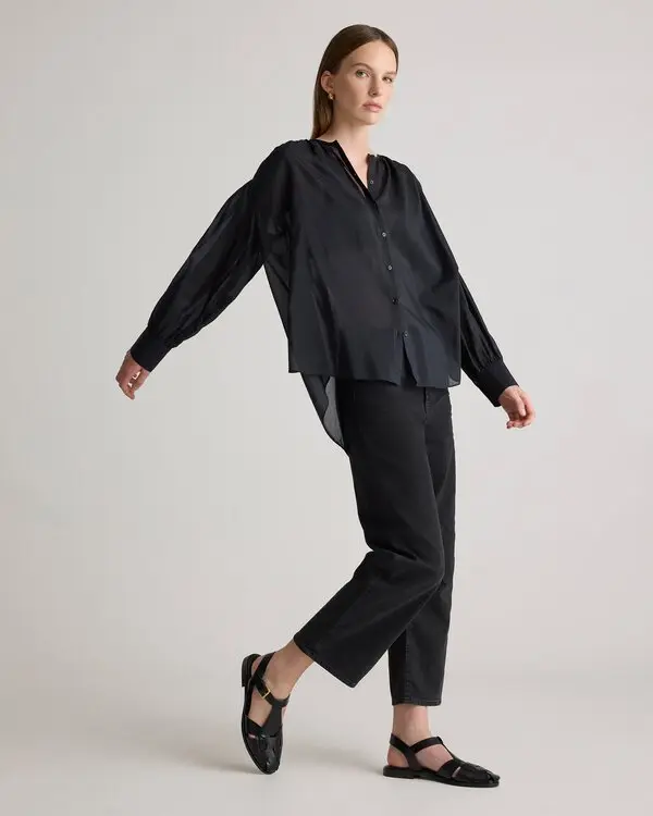 Quince Cotton-silk Voile Blouson Blouse