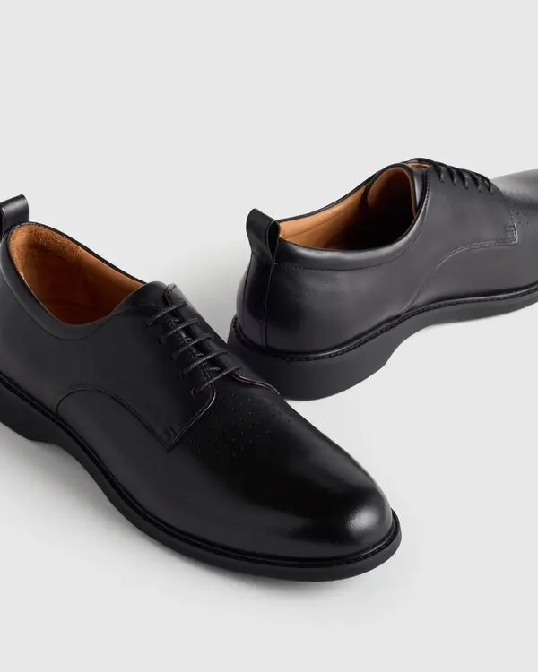 Quince Hybrid Italian Leather Derby - Black