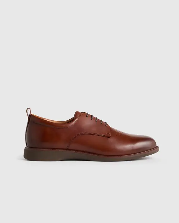 Quince Hybrid Italian Leather Derby - Brandy
