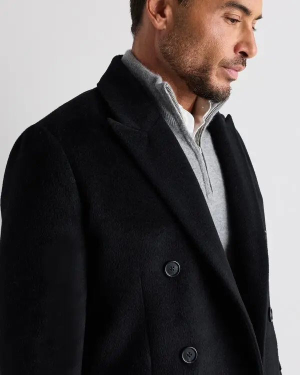 Quince Camel Hair Double-breasted Overcoat - Black
